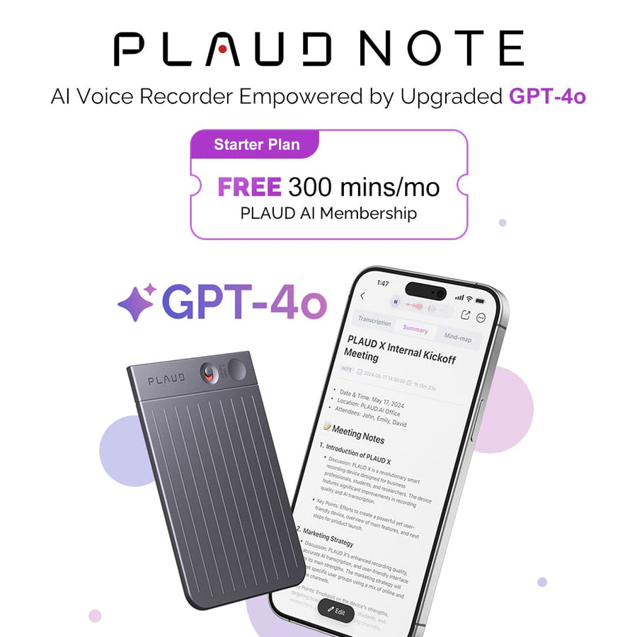 PLAUD NOTE: ChatGPT Empowered AI Voice Recorder (Black Magnetic Case I